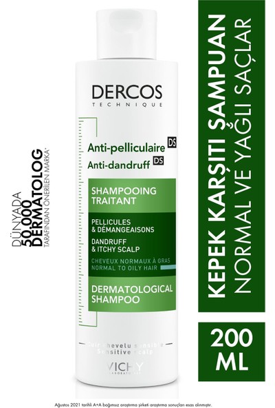 Vichy Dercos Kepeğe Karşı Etkili Bakım Şampuanı Normal/Yağlı Saçlar 200 ml Vichy Dercos Kepeğe Karşı Etkili Bakım Şampuanı Normal/Yağlı Saçlar 200 ml