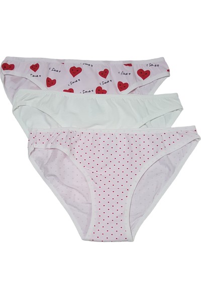 Darkzone Kalp - Ekru - Puantiye Desenli 3'lü Kadın Slip Darkzone Kalp - Ekru - Puantiye Desenli 3'lü Kadın Slip