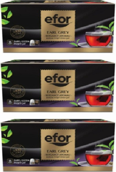 Efor Earl Grey Bardak Poşet Çay 25LI 3lü Set - Bardak Poşet Çay 75 Adet Efor Earl Grey Bardak Poşet Çay 25LI 3lü Set - Bardak Poşet Çay 75 Adet
