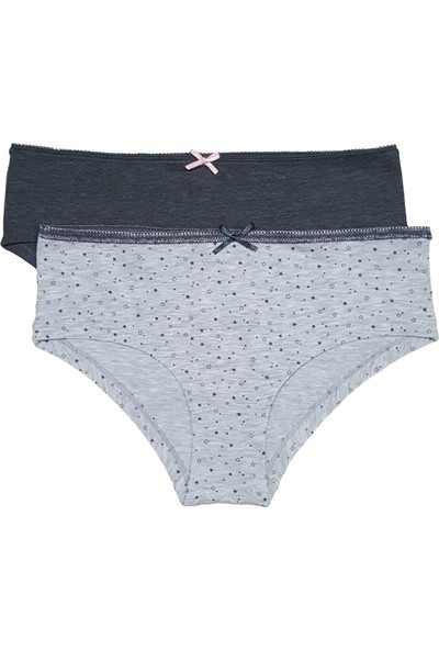 Darkzone Antrasit-Gri Yıldız Desenli 2'li Kadın Hipster