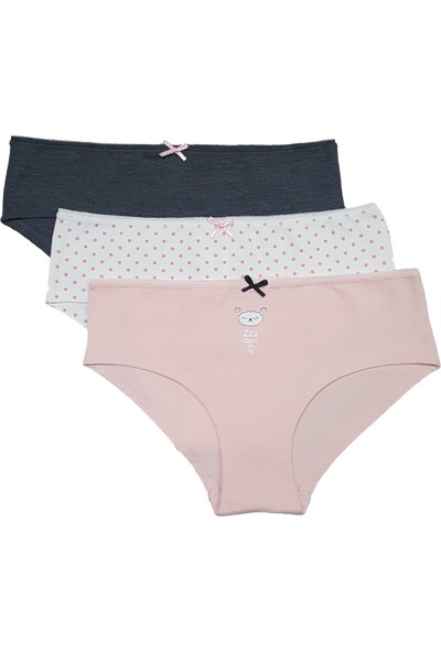 Darkzone Antrasit-Count On Me Baskılı-Puantiyeli 3'lü Kadın Hipster