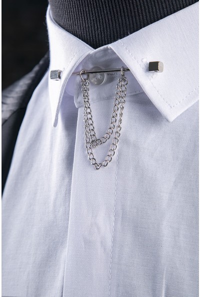 Erkek Gümüş Renk Zincirli Gömlek Yaka Iğnesi YKİ008 Erkek Gümüş Renk Zincirli Gömlek Yaka Iğnesi YKİ008