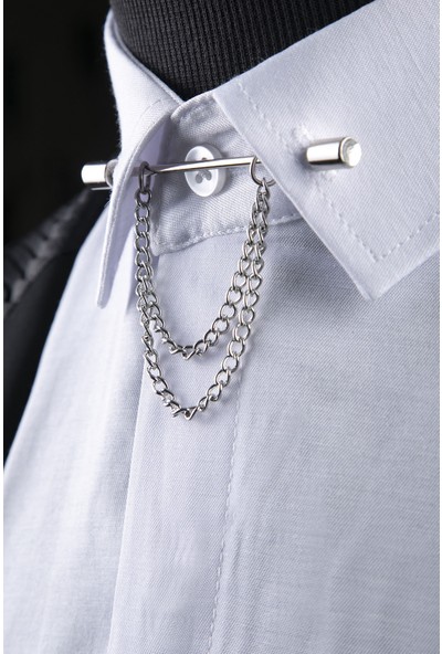 Erkek Gümüş Renk Zincirli Gömlek Yaka Iğnesi YKİ001 Erkek Gümüş Renk Zincirli Gömlek Yaka Iğnesi YKİ001