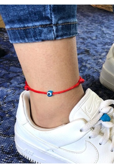 Misto Cam Nazar Boncuklu Kırmızı Halhal