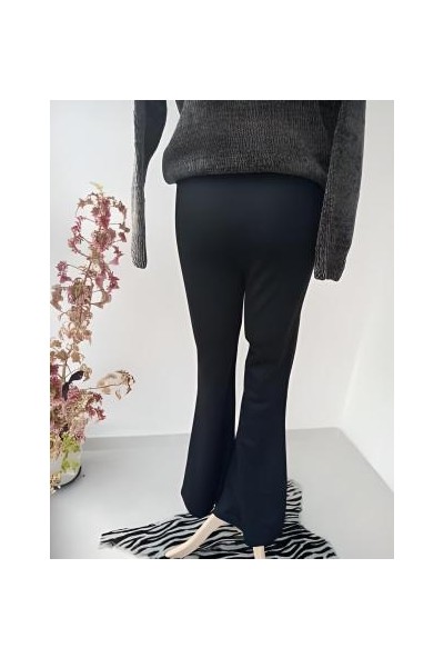 LONDON LİFE Ispanyol Paça Pantolon Fermuar Detaylı Filare