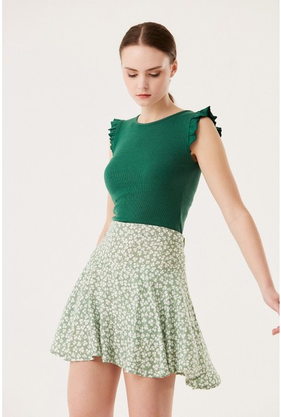 FullaModa Yonca Desenli Salaş Şort Etek