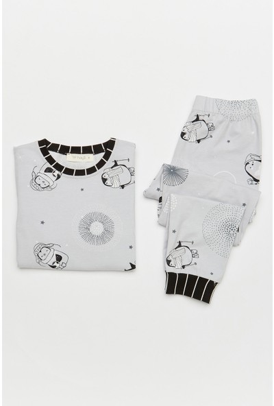 Hays Kız Çocuk Penguen Baskılı Pamuklu Uzun Pijama Takımı