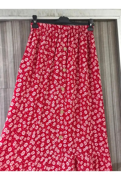 Safa Giyim Düğmeli Viskon Etek