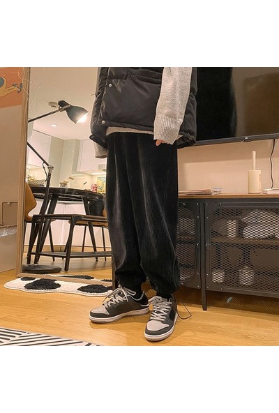 Adam Rahat Kravat Bacak Düz Pantolon Kadın Kadife Düz Renk Boy Pantolon Adam Sıcak Kore Streetwear Pantolon