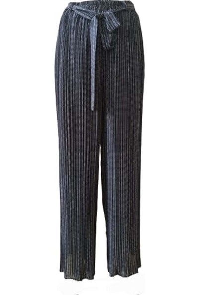 Asil Moda Asil Kadın Desenli Şifon Pantolon - Siyah - 46