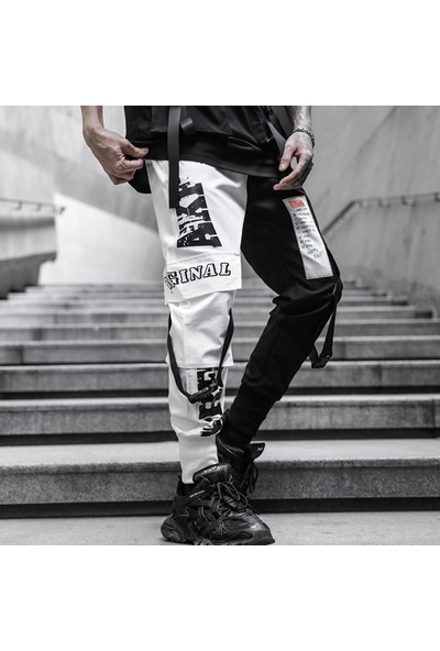 Hip Hop Kargo Pantolon Erkekler Bahar Siyah Beyaz Patchwork Tulum Kadın Streetwear Pamuk Pantolon Cepli Techwear | Casual Pantolon Hip Hop Kargo Pantolon Erkekler Bahar Siyah Beyaz Patchwork Tulum Kadın Streetwear Pamuk Pantolon Cepli Techwear | Casual Pantolon