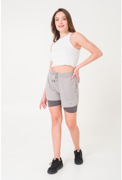Jadra G.A.R Kadın Gri J-Fit Spor Taytlı Şort