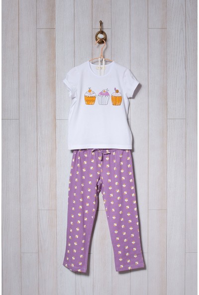 Hays Kız Çocuk Cupcake Baskılı Midi Pijama Takımı Hays Kız Çocuk Cupcake Baskılı Midi Pijama Takımı