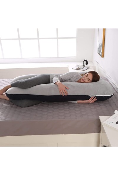 Aymina Home Hamile Yastığı 5 Farklı Bölge Destekli Gri-Siyah (Astarlı) (Çantalı) 83X150 cm Aymina Home Hamile Yastığı 5 Farklı Bölge Destekli Gri-Siyah (Astarlı) (Çantalı) 83X150 cm