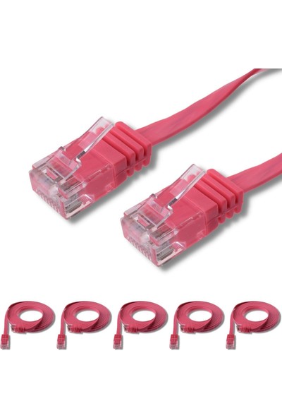 IRENIS 5 Adet CAT6 Yassı Ethernet (Network, LAN) Kablosu, Fuşya, 25 cm IRENIS 5 Adet CAT6 Yassı Ethernet (Network, LAN) Kablosu, Fuşya, 25 cm
