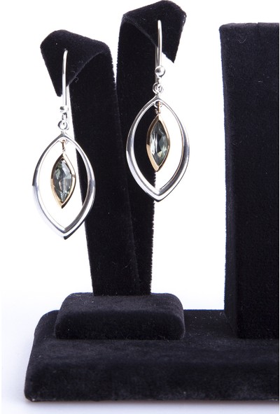 Dada Aquamarine Taşlı Büyük Mekik Gümüş Küpe