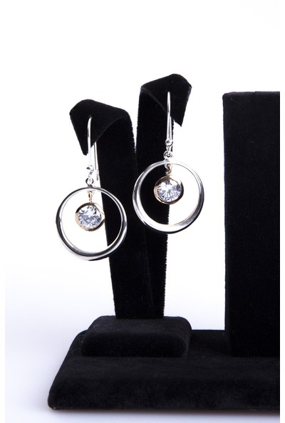 Dada Zirkonyum Taşlı Çember Gümüş Küpe