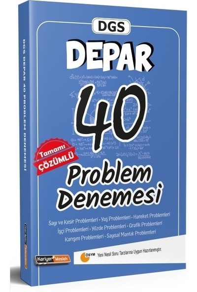 Kariyer Meslek Yayıncılık 2022 DGS Depar Problem 40 Deneme Çözümlü Kariyer Meslek Yayıncılık 2022 DGS Depar Problem 40 Deneme Çözümlü