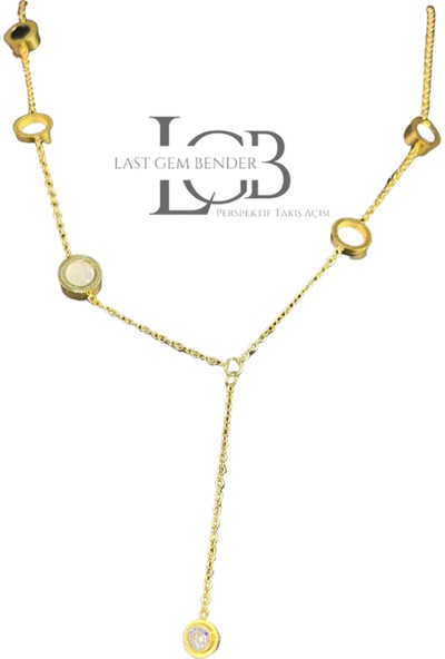 Last Gem Bender Gold Ithal Çelik Siyah Mine ve Sedef Taşlı Halka Kolye