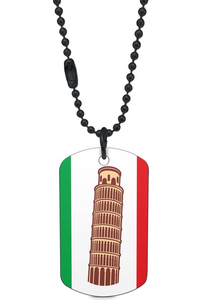 Hero Tasarım Pisa Tower Siyah Renk Künye / Kolye DFT4694 Hero Tasarım Pisa Tower Siyah Renk Künye / Kolye DFT4694