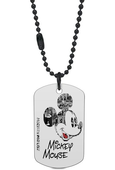 Hero Tasarım Mickey Mouse Siyah Renk Künye / Kolye DFT3730