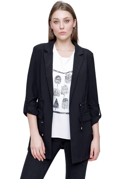 Butik Buruc Kadın Siyah Bel Büzgülü Ikili Ceket Takım Butik Buruc Kadın Siyah Bel Büzgülü Ikili Ceket Takım