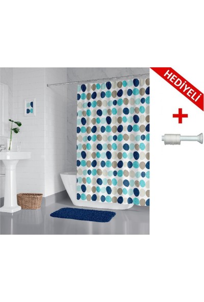 Prado Dotpoint Banyo Duş Perdesi 180X200 + Askı Hediyeli