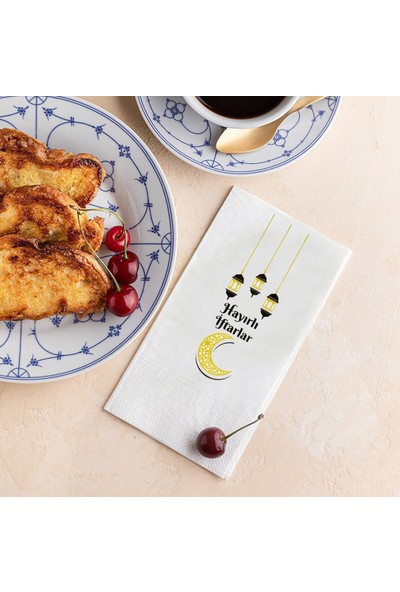 Matbaagraf Hayırlı İftarlar Yazılı Sunum Servis Peçetesi Konuşan Kağıt Peçete