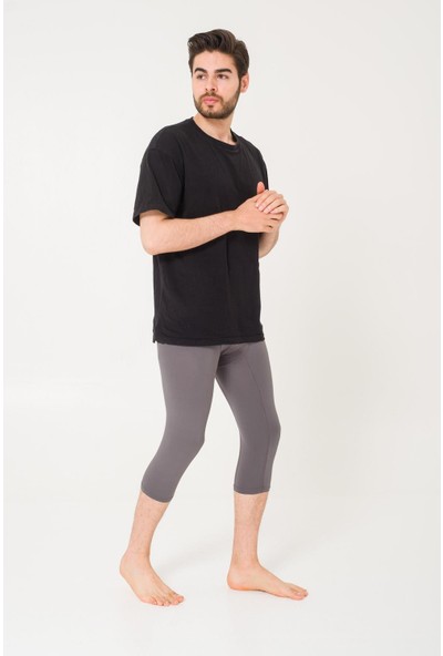 Erkek Gri Spor Fitness Spor Tayt