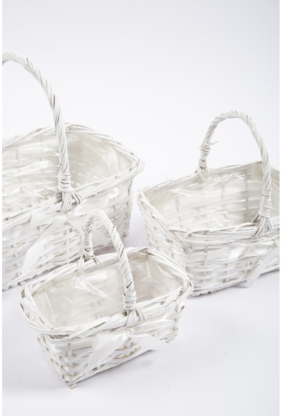 İrya Home Irya 3'lü Hasır Sepet Beyaz