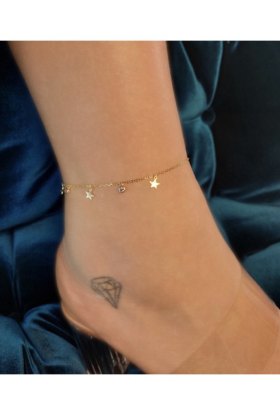 Noia Silver Gold Zirkon Taşlı Yıldız Halhal Noia Silver Gold Zirkon Taşlı Yıldız Halhal