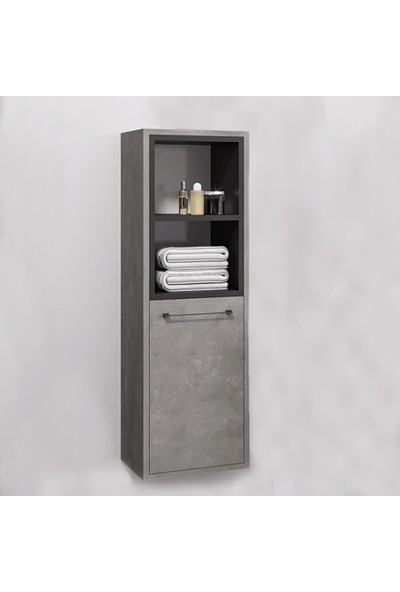 Denko Latte 35 cm Mdf Retro Gümüş Banyo Boy Dolabı Denko Latte 35 cm Mdf Retro Gümüş Banyo Boy Dolabı