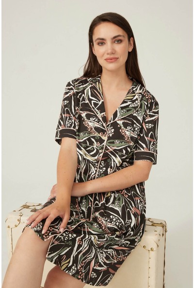 Hays Kadın Büyük Beden Kısa Kollu Gömlek Gecelik