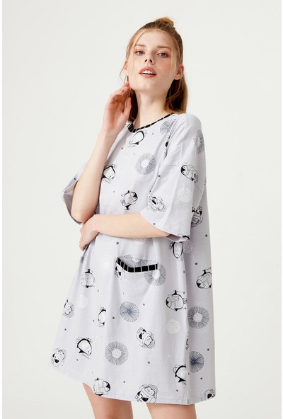 Hays Kadın Kısa Kollu Bol Pamuklu Gecelik