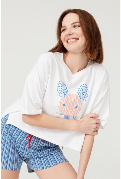 Hays Kadın Çizgili Şortlu Pijama Takımı