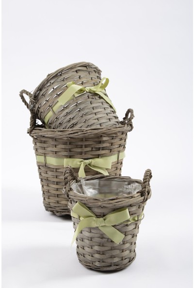 İrya Home Irya 3'lü Hasır Sepet Gri