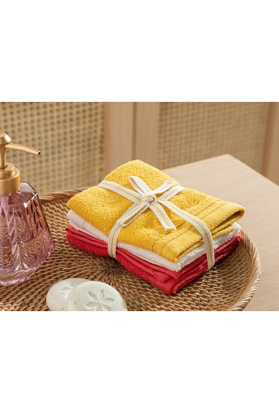 English Home Simple Pamuklu 3'lü El Havlusu 30 x 30 cm Sarı-Pembe-Ekru English Home Simple Pamuklu 3'lü El Havlusu 30 x 30 cm Sarı-Pembe-Ekru