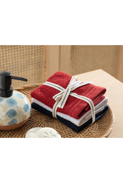 English Home Simple Pamuklu 3'lü El Havlusu 30 x 30 cm Kırmızı - Beyaz - Lacivert English Home Simple Pamuklu 3'lü El Havlusu 30 x 30 cm Kırmızı - Beyaz - Lacivert