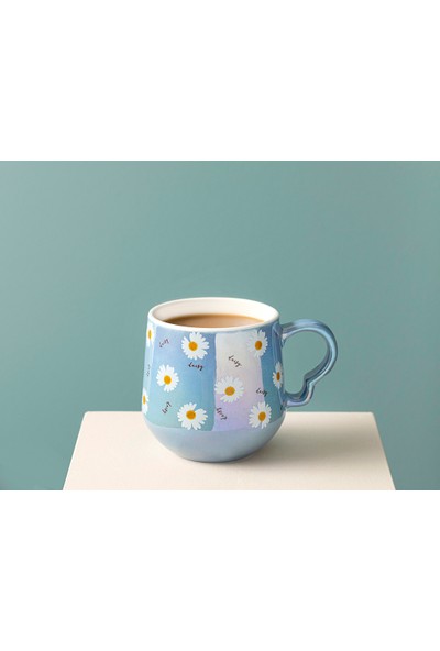 Daisy Seramik Kupa 350 ml Mavi