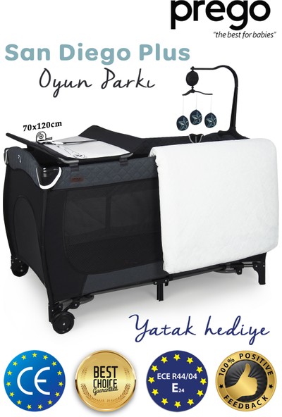 Prego San Diego Plus Oyun Parkı 70*120 cm + Yatak Prego San Diego Plus Oyun Parkı 70*120 cm + Yatak