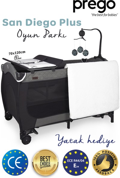 Prego San Diego Plus Oyun Parkı 70*120 cm + Yatak Prego San Diego Plus Oyun Parkı 70*120 cm + Yatak