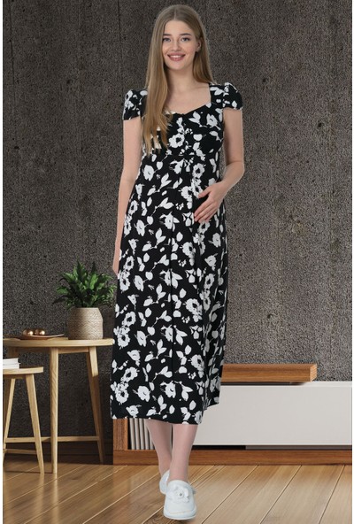 Mecit Pijama Mecit 5650 Çiçek Desenli Hamile Lohusa Elbise Mecit Pijama Mecit 5650 Çiçek Desenli Hamile Lohusa Elbise