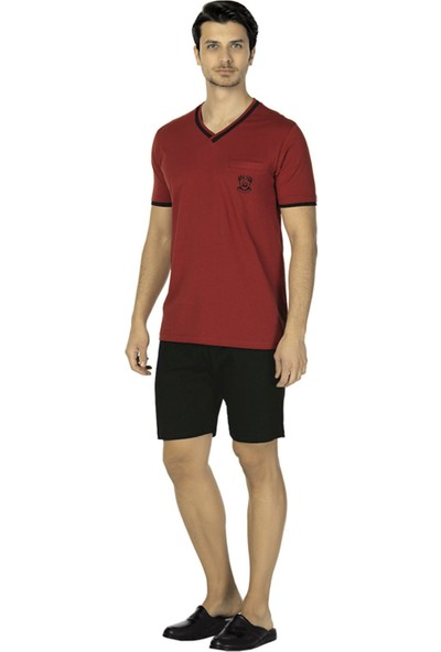 D'S Damat Şortlu Bordo Erkek Pijama Takımı