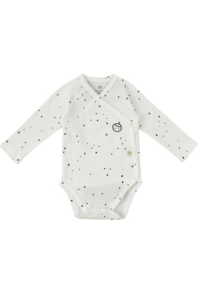 Little Gusto Uzun Kollu Kruvaze Zıbın Yenidoğan Cosmos Beyaz Organik Pamuk