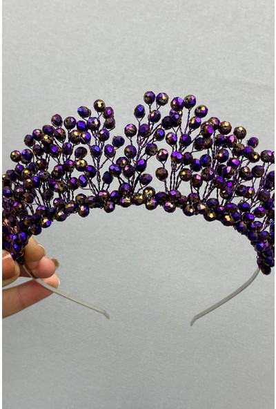 Hayalperest Boncuk Mor Kristal Boncuklu Aren Gelin ve Kına Tacı Hayalperest Boncuk Mor Kristal Boncuklu Aren Gelin ve Kına Tacı