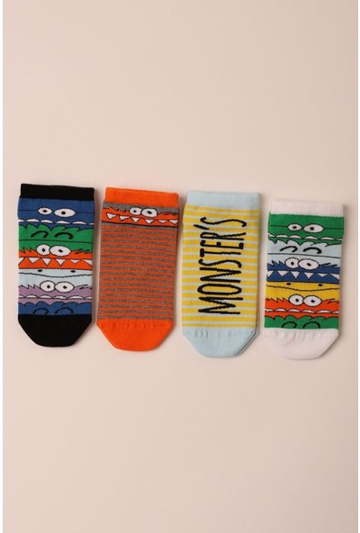 Katia&Bony 4'lü Paket Monster Erkek Çocuk Step Çorap - Mix Katia&Bony 4'lü Paket Monster Erkek Çocuk Step Çorap - Mix