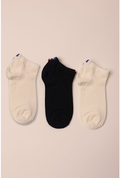 Katia&Bony 3'lü Paket Süper Bambu Çocuk Step Çorap - Beyaz/lacivert/beyaz