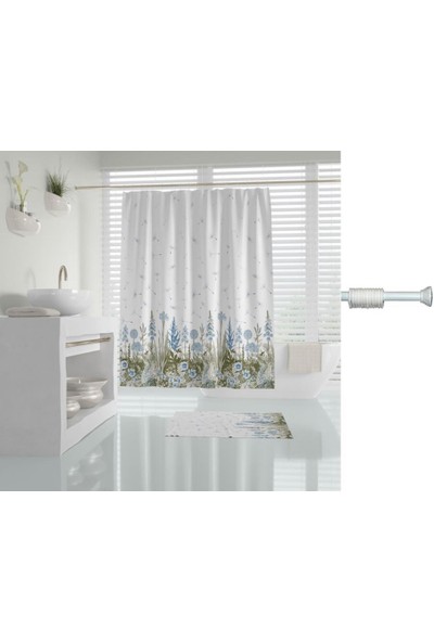 Prado Kır Banyo Perde Paspas Takımı Askı Hediyeli