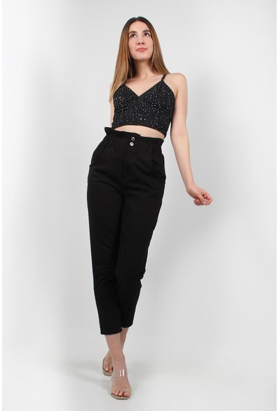 264 Beli Lastikli Yüksek Bel Baggy Pantolon