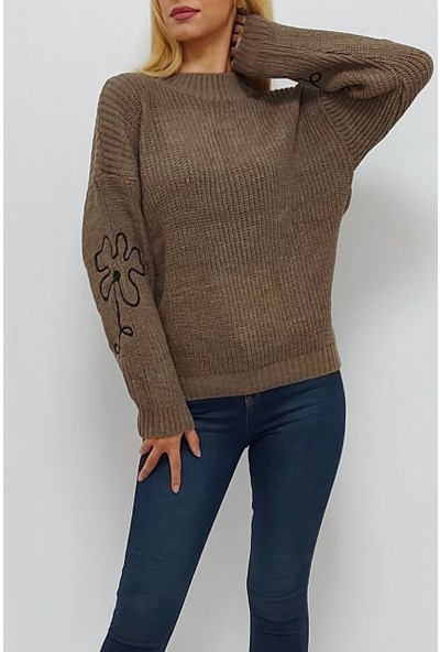 Kolu Desenli Triko Kazak Kahve Kolu Desenli Triko Kazak Kahve